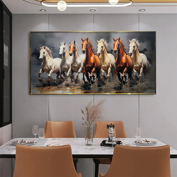 YF Mystical Seven Horses Vastu Crystal Painting – LuxxeArt