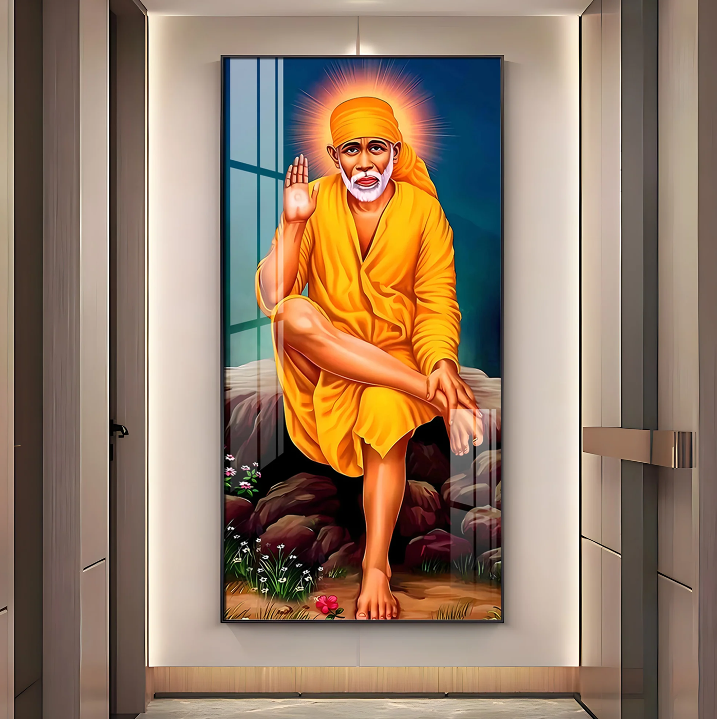 Shirdi Sai Baba Premium Acrylic Vertical Wall Art – LuxxeArt